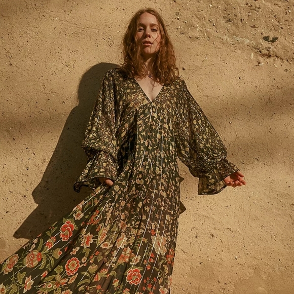 Free People | Dresses | Free People Rococo Sand Hana Printed Kaftan ...